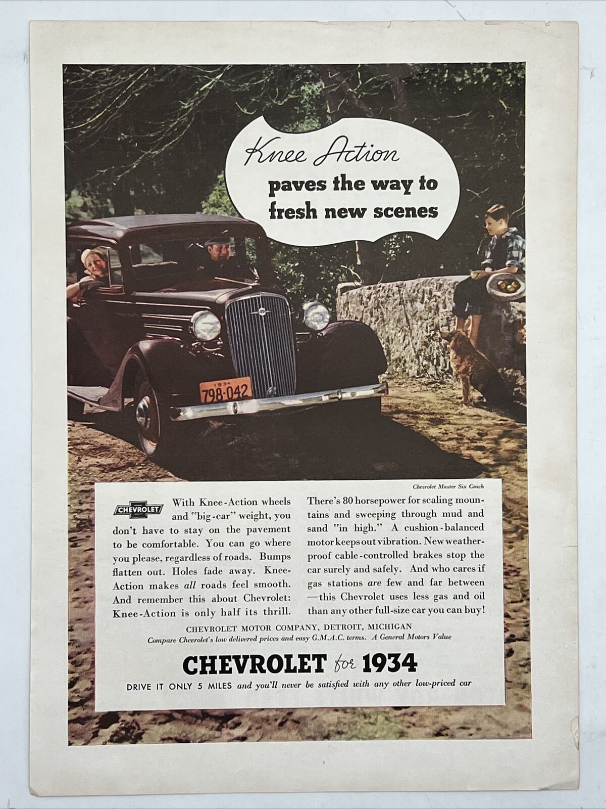 1934 CHEVROLET KNEE-ACTION WHEELS Magazine Advertisement DUTCH-BOY LEAD ...