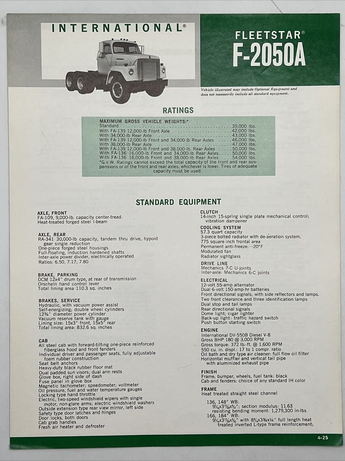 1963 INTERNATIONAL HARVESTER TRUCKS FLEETSTAR MODEL F-2050A ...
