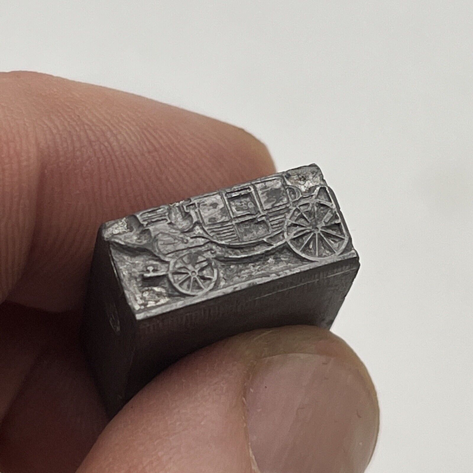 VINTAGE PRINTING LETTERPRESS PRINTERS BLOCK CUT Horse Carriage Covered ...