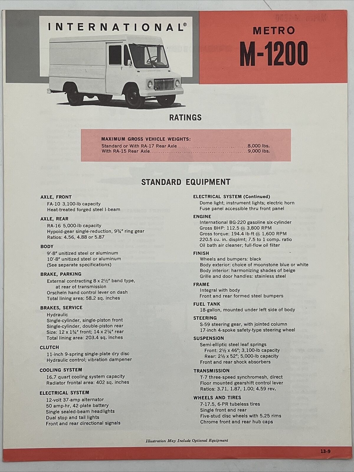 1963 INTERNATIONAL HARVESTER METRO M-1200 Ratings Equipment Dimensions ...
