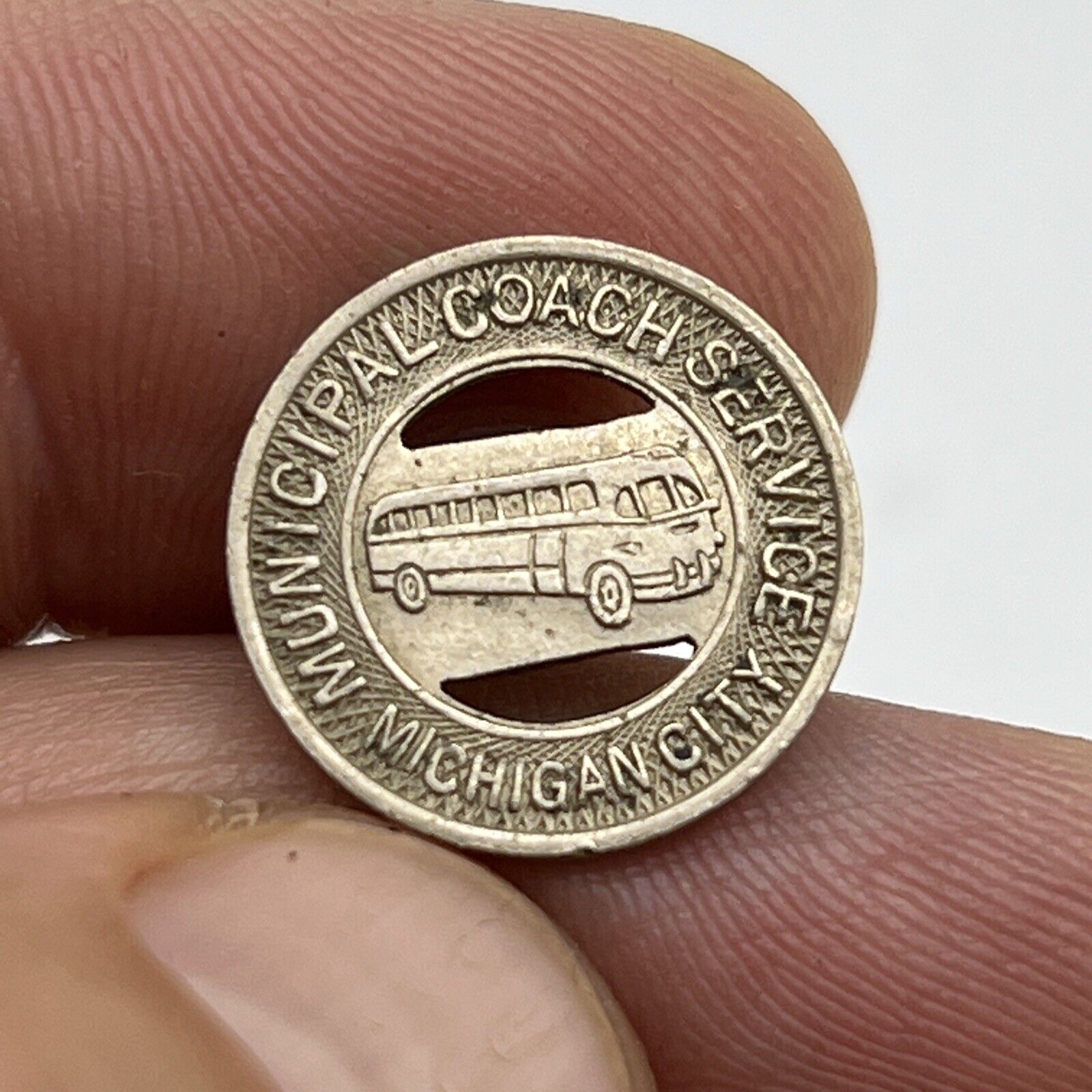 1955 MUNICIPAL COACH SERVICE MICHIGAN CITY IN Train Bus Transit Token ...