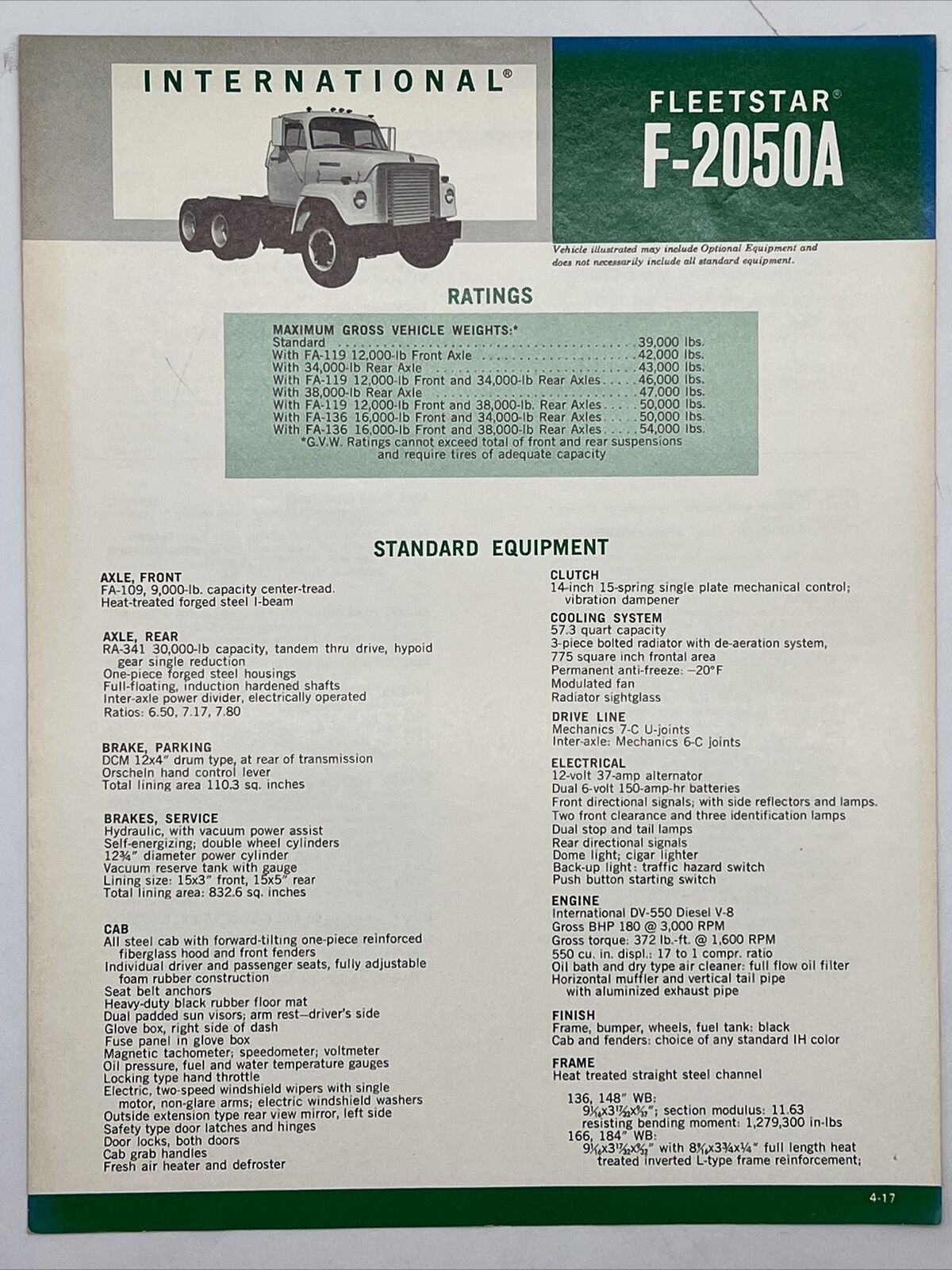1963 INTERNATIONAL HARVESTER TRUCKS FLEETSTAR MODEL F-2050A ...