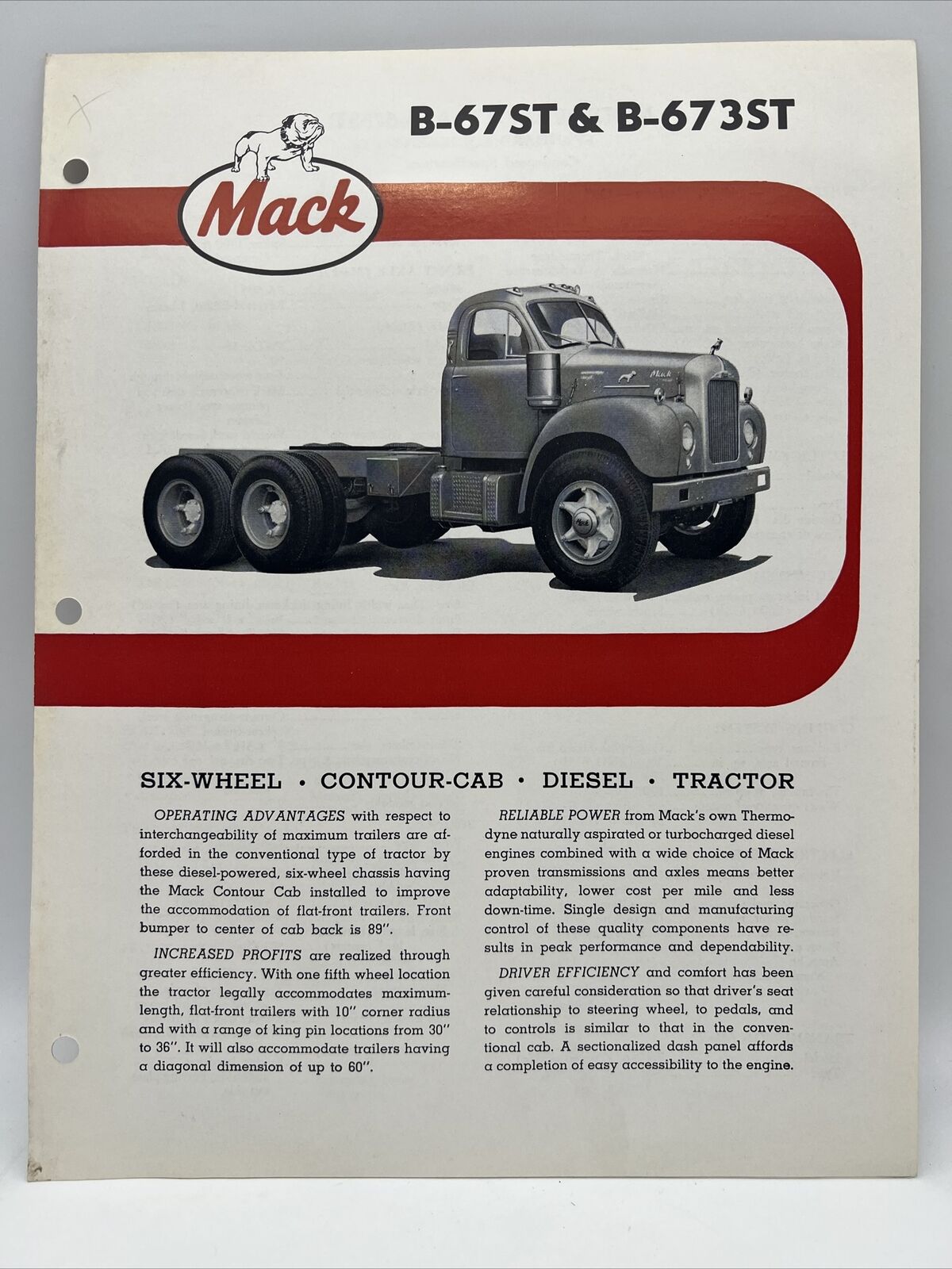1963 MACK MODEL B-67LST & B-673LST Contour-Cab Forward Mounted Truck ...